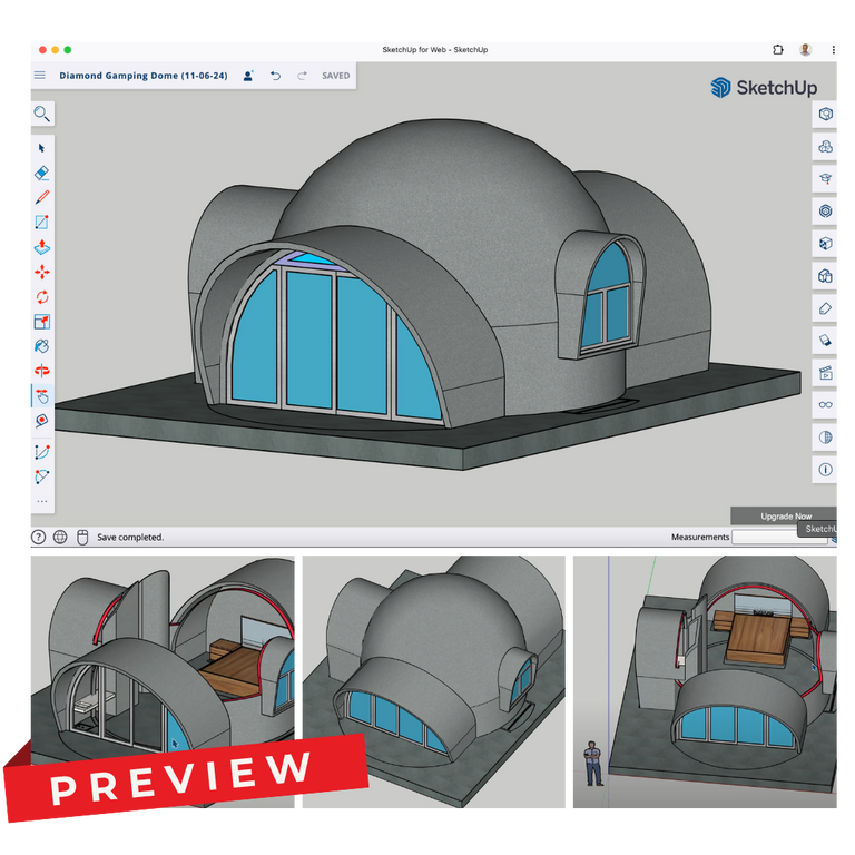 Diamond Studio Plans: 297 sq ft, 1 dome, 1 bedroom, 1 bath, kitchenett ...